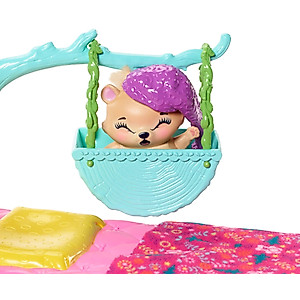 Mattel Enchantimals Sleepover Bedroom Playset – Bren Bear doll (6-in) and Snore Animal Figure