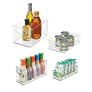 iDesign 4-Piece Plastic Bin Set for Pantry and Cabinet Organization– Various Sizes, Clear Recycled Plastic