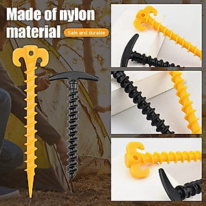 NODG 10 Pack Canopy Stakes Tent Pegs Spiral Stakes Outdoor Blanket Stakes Trampoline Anchors Durable Strong Plastic Peg Beach Mat Heavy Duty Screw Shape for Camping Sand Beach Rain Tarp and Hiking