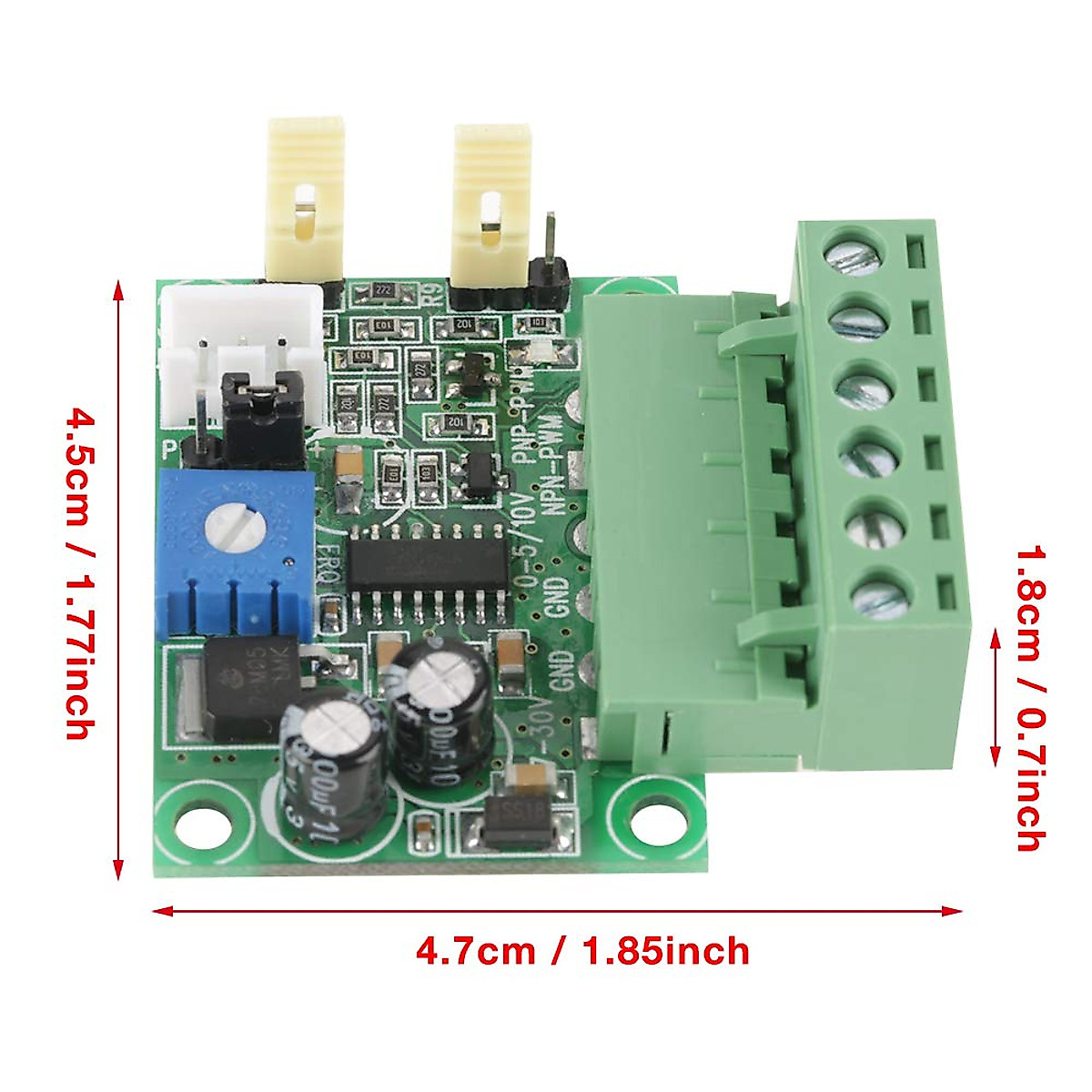 Voltage to PWM Converter, 0-5V/0-10V Analog Input Voltage to 0-100% PWM Signal 2KHZ-20KHZ Converter Module