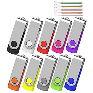 AreTop 32GB Flash Drive, Pack of 10 USB Drive, Portable Keychain Lanyard Thumb Drive for Date Storage, Jump Drive Colorful Multipack, USB2.0 USB Flash Drive 10 Pack(10 Pack 32GB, Mix-Colors)