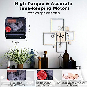 EMOON High Torque 12888 Clock Movement Mechanism with 3 Pairs of Hands, Silent Sweep Quartz Clock Motor Kit for Clock Repair DIY Replacement