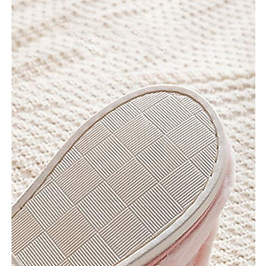 YUCHE Rabbit ear cotton slippers winter slippers men's women's plush slippers warm home non-slip slippers (XL, Navy blue, 11)