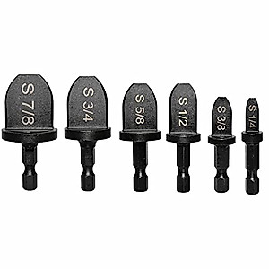 6PCS HVAC Swaging Tool, HVAC Repairing Set Air Conditioner Copper Tube Expander Drill Bit Soft Copper tubing Tool bit with 1/4''， 3/8''，1/2''， 5/8''，3/4''，7/8'' Bits (6 Pcs)