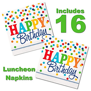 Lobyn Value Packs 32 Piece Polka Dot Themed Birthday Party Paper Plates And Napkins Luncheon Size 9 Inch Disposable Plates