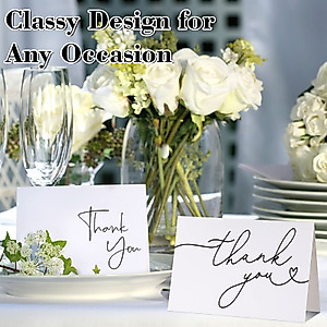 Teling 200 Set Thank You Cards Bulk Blank Thank U Greeting Notes with Matching Brown Kraft Envelopes and Stickers Thank You Greeting Card Set for Wedding Birthday Baby Shower 6 x 4 Inch (White)