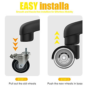 Office Chair Casters Wheels(Set of 5) - 2 inch Heavy Duty Mute Desk Chair Wheels Replacement 2200Lbs- Office Chair Wheels for Hardwood Floors- Universal Fit Wheels for Office Chair