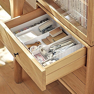 Spakoo Plastic Expandable Drawer Insert Organizer - Utensils Storage Box with 2 Adjustable Components Tray to Fit Drawers Hold Flatware, Cutlery, Silverware For Kitchen, Office, Bathroom