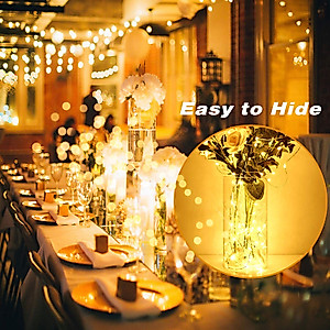 MUMUXI LED Fairy Lights Battery Operated String Lights [20 Pack], 7.2ft 20 Mini LED Lights Battery Powered White Twinkle Lights | Waterproof Copper Wire Lights Firefly Lights Mason Jars, Warm White