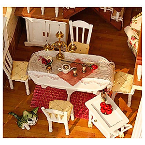 MAGQOO 3D Wooden Dollhouse Miniature DIY House Kit Tiny Mini House Kit DIY Dollhouse Miniature Kit Music Box and Glue Included(House of Fairy Tales)