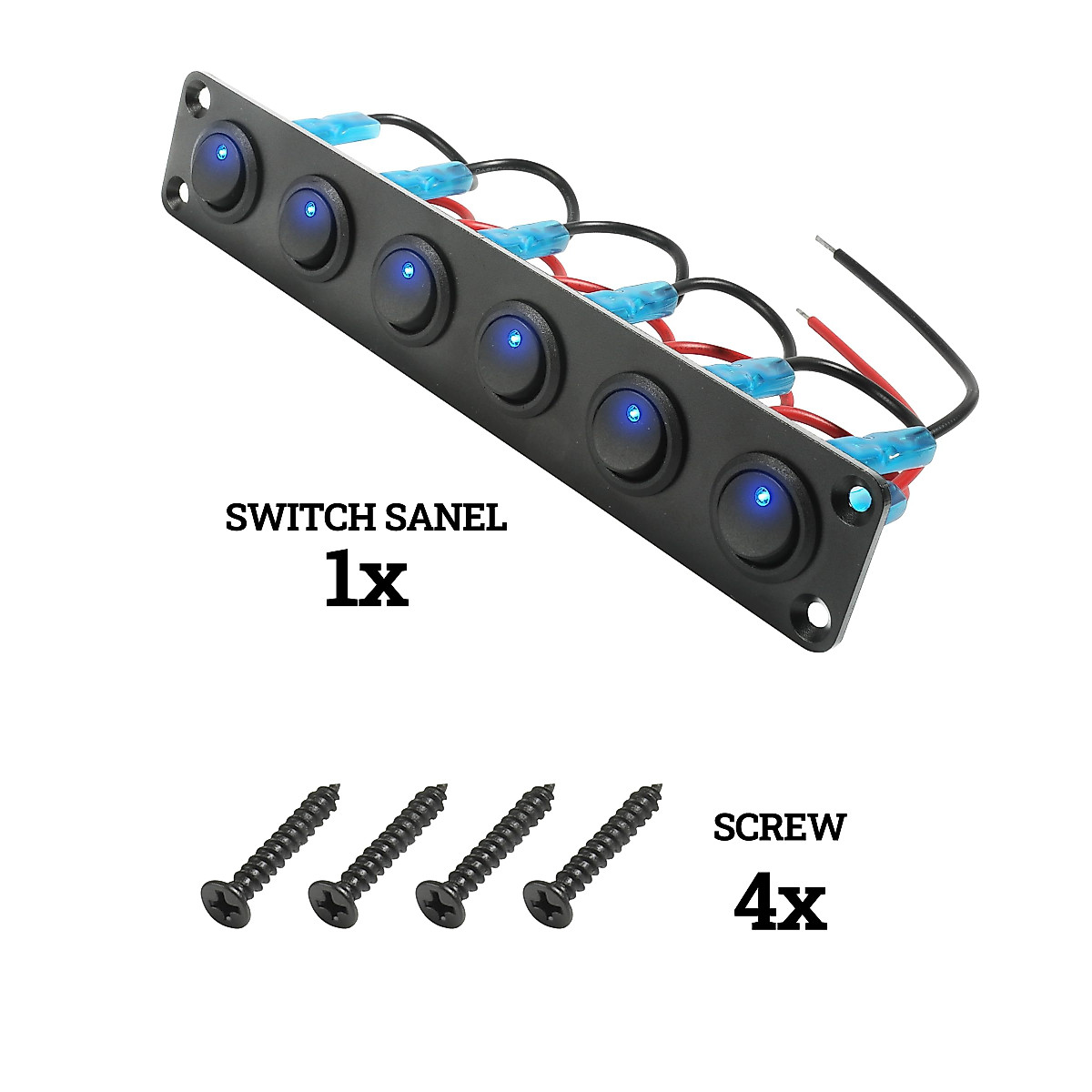 Zlirfy 6 Gang Rocker Switch Panel,12V Rocker Toggle Switch Panel,Car Modification Ignition Toggle,3 Pin 12 VDC 20A SPST On-Off Switch,Vehicle Toggle Switch Button Board
