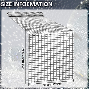 12x108 Inches Disco Party Table Runner,Glitter Metallic Disco Party Table Runner,Mirror Silver Foil Retro 70s 80s Disco Party Bachelorette Supplies Dance Party Decorations Wedding Tablecloth