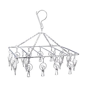 Pro Chef Kitchen Tools Laundry Drying Rack - Rectangle Hanging Clothes Dryer with 18 Clothes Pins - Hangers with Clips - Retractable Clothesline - Mitten Drying Rack - Indoor Outdoor Laundry Hanger