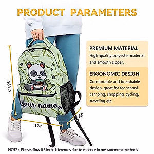 COOPASIA Personalized Panda Backpack for Girls Boys, 16 Inch Panda Theme Bookbag with Adjustable Straps, Durable, Lightweight, School Bag with Large Capacity