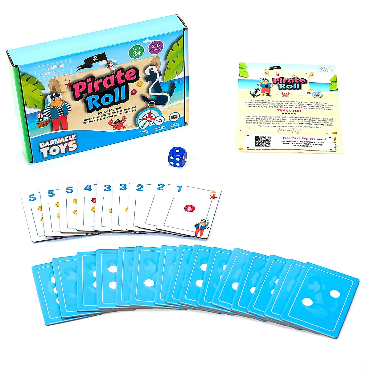 Barnacle Toys Pirate Roll - Kids Games, Toddler Board Games, Games for Kids, Preschool Games for 3 Year Olds, Kids Board Games for 4 Year Olds