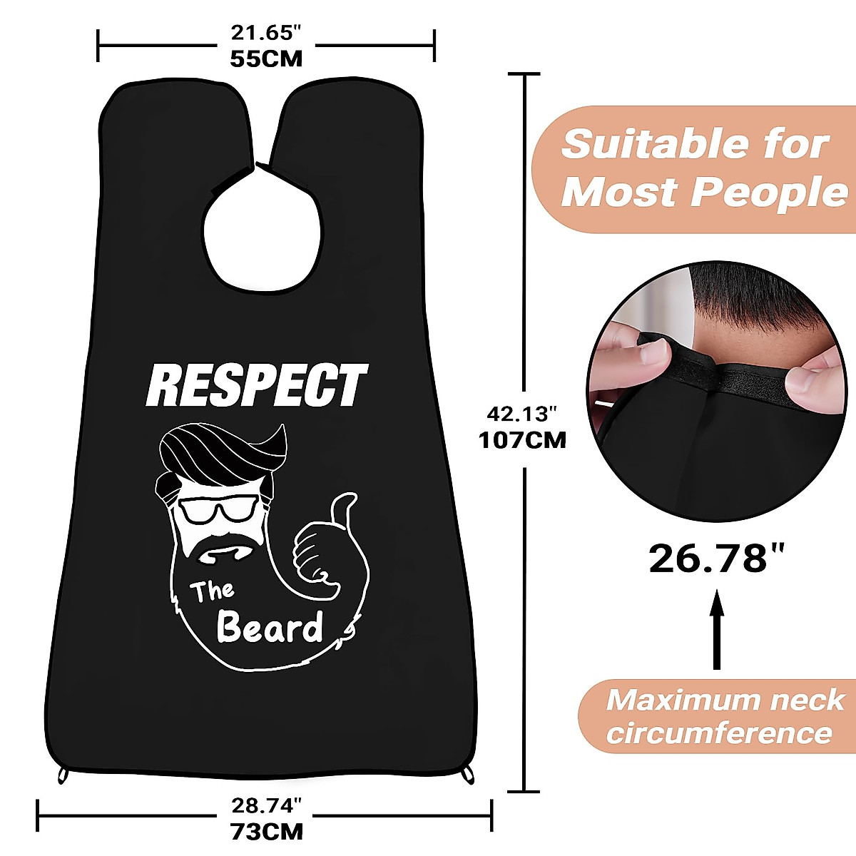 LONGESISM Beard Bib Shaving Apron, Mens Gift for Husband Dad, Stocking Stuffers Christmas Birthday Gifts for Men Boyfriend Him (Respect)