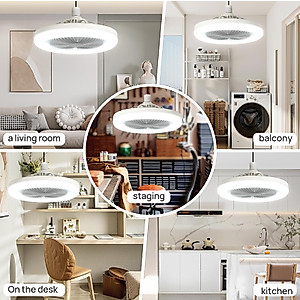 Socket Fan Light With Remote 10", Fan With Light 2,400 Lumen/6,500 Kelvin, Infinitely Adjustable, Light Socket Fan For Small Spaces Damp/Ventless, Need Ventilation & Airflow to Dry
