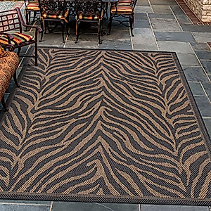 Couristan 1514/0121 Recife Zebra Black/Cocoa Rug, 5-Feet 3-Inch by 7-Feet 6-Inch
