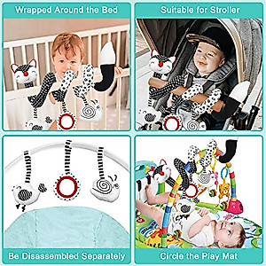Car Seat Toys Baby Toys 0-3 Months Infant Toys Spiral Stroller Toys, Newborn Toys Black and White Baby Toys, High Contrast Baby Toys for Crib Mobile, Baby Toys Gift for 0 3 6 9 12 Months Girls Boys