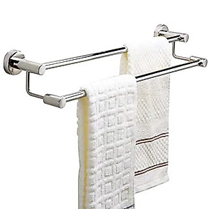 Double Bar Stainless Steel Towel Storage Holder Smooth Rounded Corner Wall Mounted Bath Towel Rail Bar for Bathroom Kitchen, Towel Shelf Towel Rack (Size : 80cm)