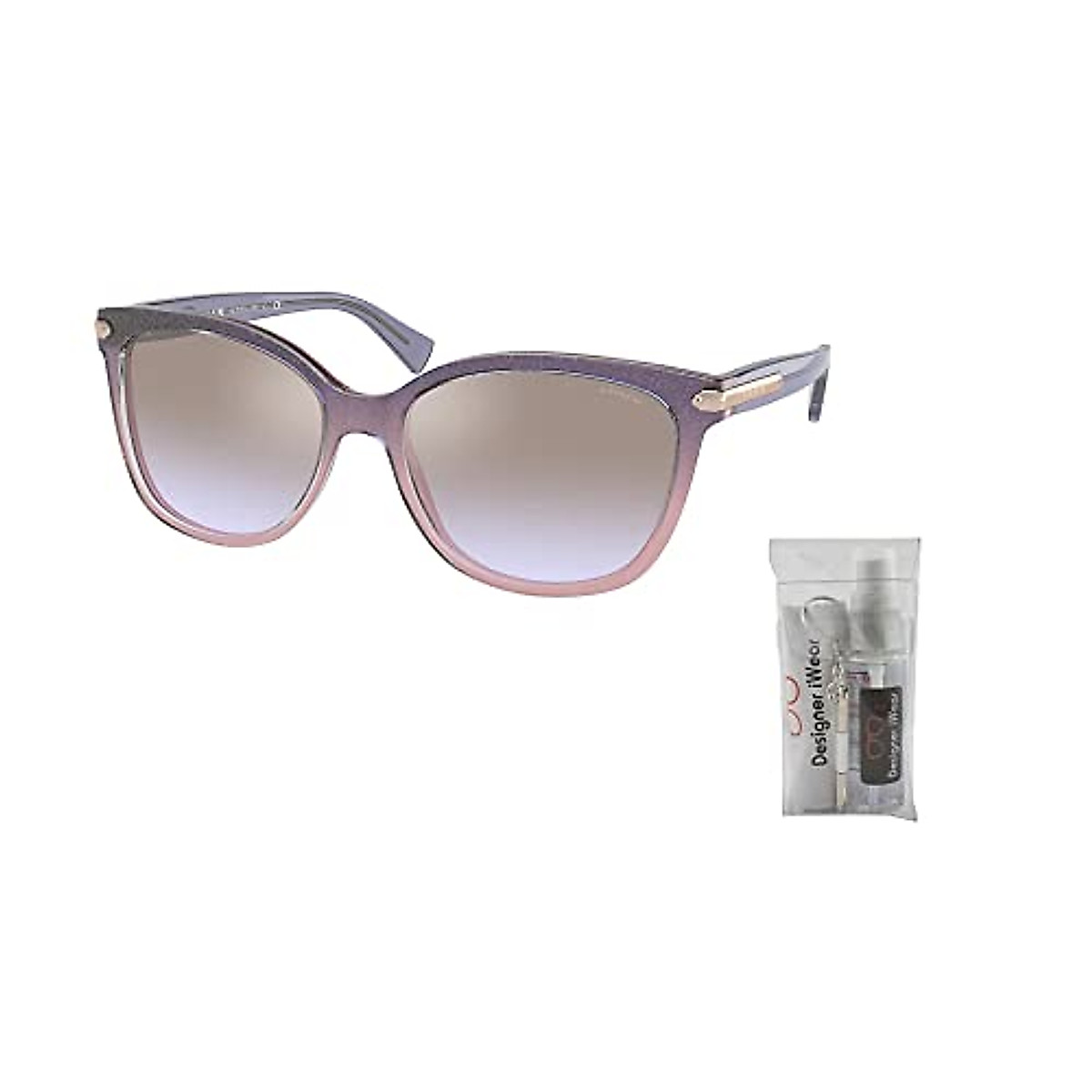COACH HC8132 555494 57MM Shimmer Violet Peach Gradient/Violet Gradient Flash Cat Eye Sunglasses for Women + BUNDLE With Designer iWear Complimentary Eyewear Kit