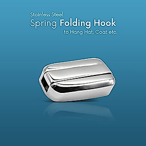 MARINE CITY 316 Grade Stainless Steel Spring Folding Marine Grade Loaded Hat Coat Hook Strong and Durable Coat Hook Foldable Mirror Polished for Boats – Yachts– Hardware Accessories (Pack of 1)