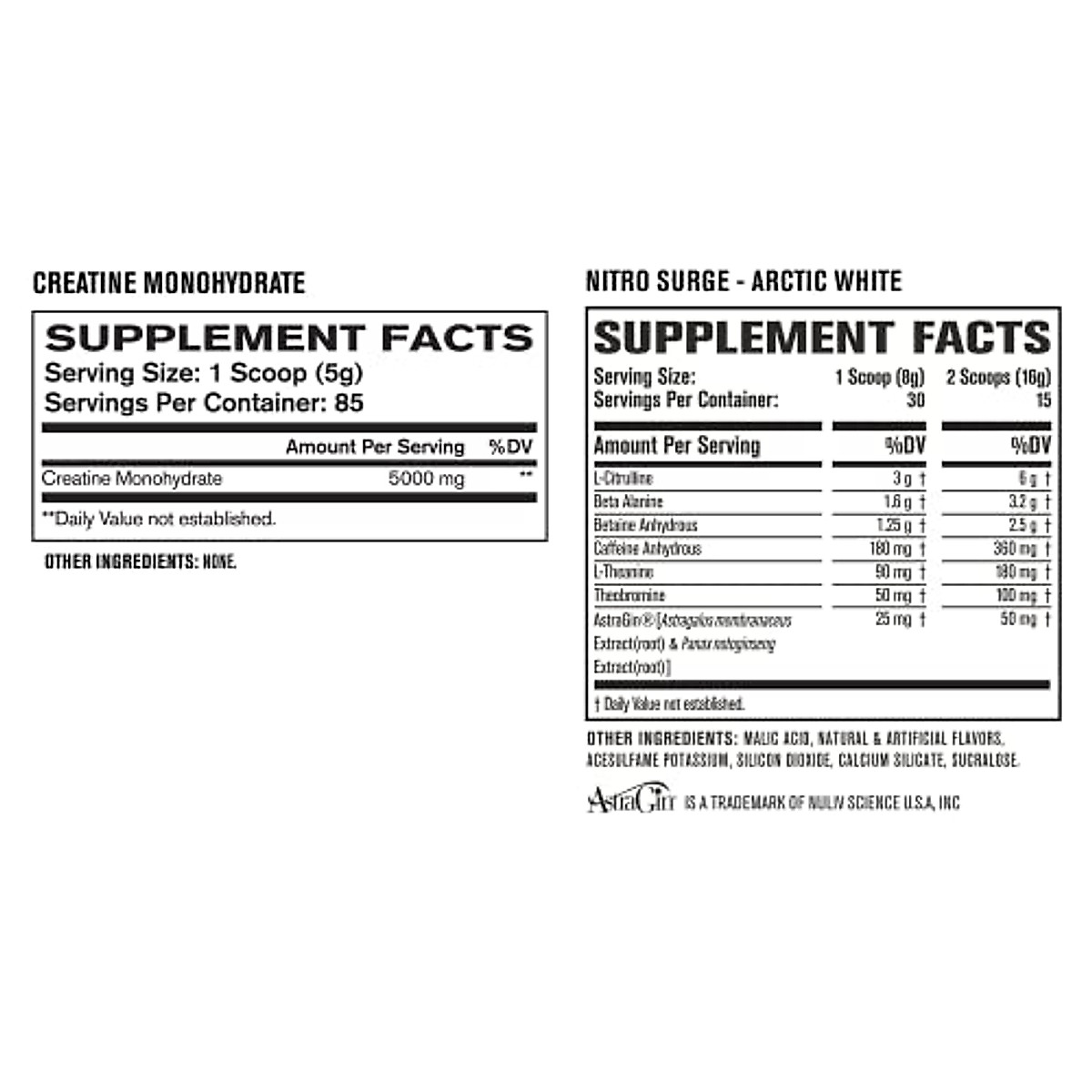 Nitrosurge Pre-Workout & Creatine Monohydrate - Pre Workout Powder with Creatine for Muscle Growth, Increased Strength, Endless Energy, Intense Pumps - Arctic White Preworkout & Unflavored Creatine