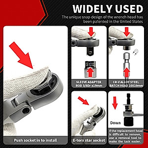 AKM TOOL 27 PC Flex Head Ratcheting Wrench Set, Metric | 72-Tooth | 8-22mm | Extra Long Double Box End Ratchet Wrench Flex Head Wrench Set