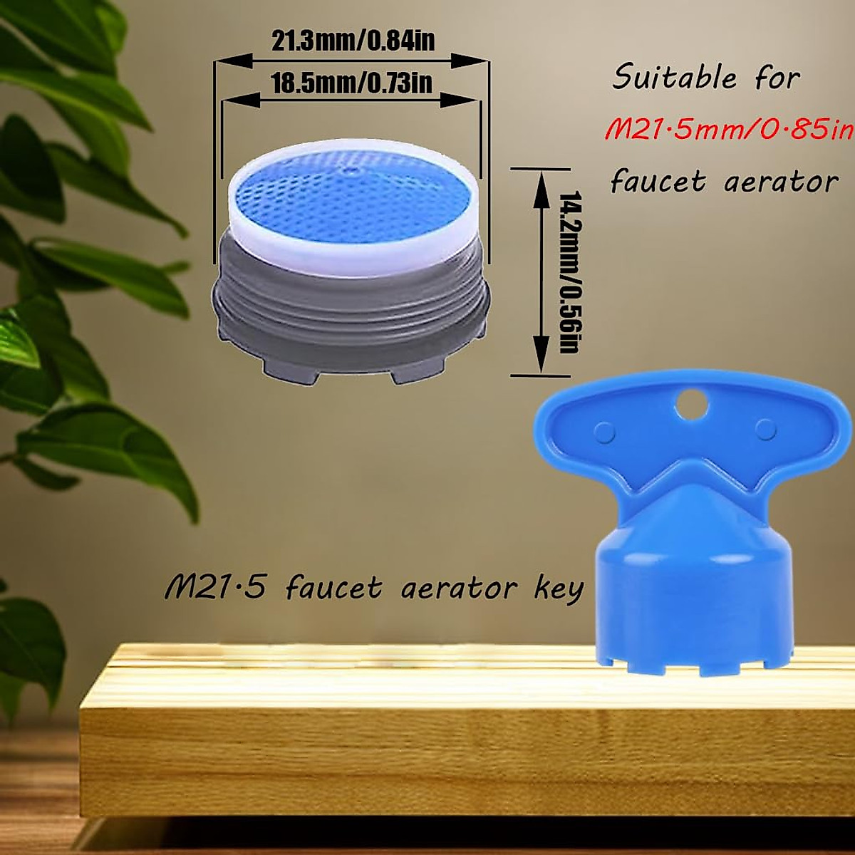 4PCS Faucet Cache Aerator and 1PCS Key, 21.5mm Water Saving Flow Restrictor Set Replacement Parts for Kitchen High Speed Bathroom Sink (1.8GPM)