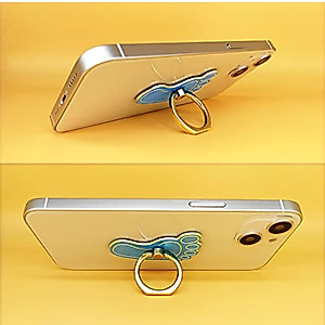 Cacylife Kawaii Metal Cell Phone Ring Holder Set,4 Pack Cute Finger Kickstand Grips ,Compatible with iPhone,Samsung Galaxy,iPad,Tablet and Other Phones or Case(Pink+White+Green+Blue)