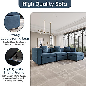 GlimBiz Oversized Modular Sofa with Storage Ottoman,U Shaped Sofa Couch Modular Sectional Sofa with Cushions, Convertible Sectional Sofa,U-Shaped Sofa with 8 Seats