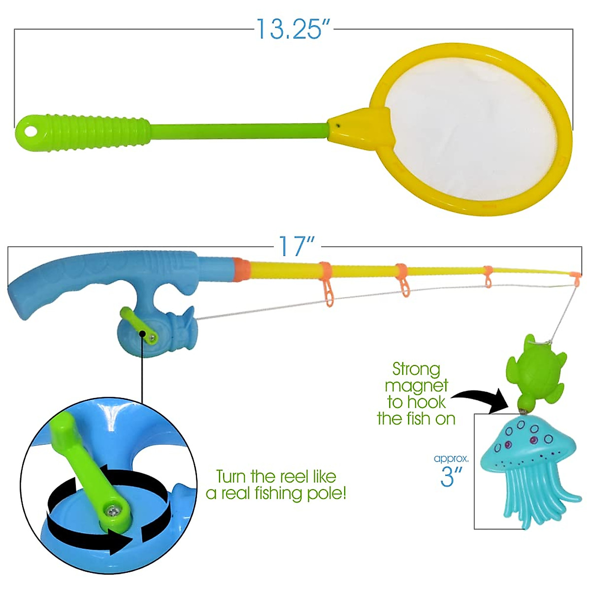 ArtCreativity Fishing Toys Set for Toddlers, Magnetic Fishing Set with Rods, Nets, Bag, and 30 Aquatic Toys, Interactive Fishing Game for Kids, Swimming Pool, Bath Toys for Kids, Boys and Girls