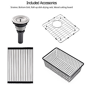 21 Stainless Steel Drop In Kitchen Bar Sink, Luckyhorse 21” x 18” x 10” 18 Gauge Stainless Steel Kitchen Sink Outdoor Sink LH021L