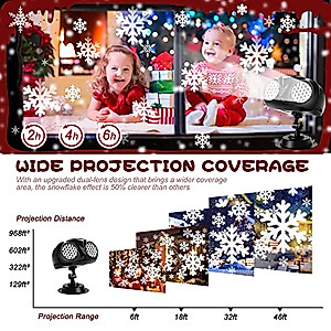 Christmas Projector Lights Outdoor, Snowflake Projector, Gimify Snowfall Projector LED Light IP65 Waterproof APP Control Timer for Christmas Decorations Xmas Holiday Party Garden Wedding Patio