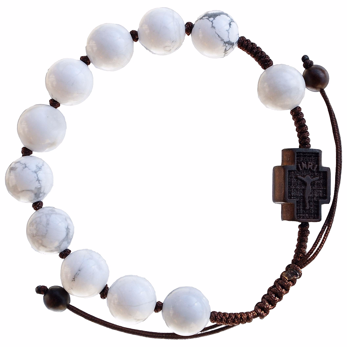Sine Cera Howlite & Jujube Wood Adjustable 10mm Rosary Bracelet