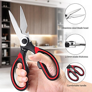 OMDAR Kitchen Scissors 3 Pack - Lifetime Replacement Warranty - Heavy Duty Stainless Steel Cooking Shears for Cutting Meat, Food, Fish, Poultry Multipurpose Sharp Sissors for Dishwasher Safe