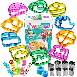 Sandwich Cutters for Kids - Great for Toddler Lunch Box and Containers - Bento Box Accessories and Uncrustable sealer - For Boys and Girls Kids Lunch - Includes Food Picks Vegetable and Fruit Cutter