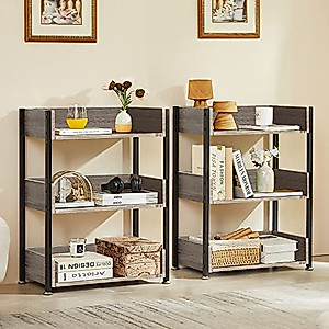 VECELO 3-Tier Bookcase,Small Storage Shelves,Industrial Shelving Unit for Living Room,Bedroom,Classroom,Brown