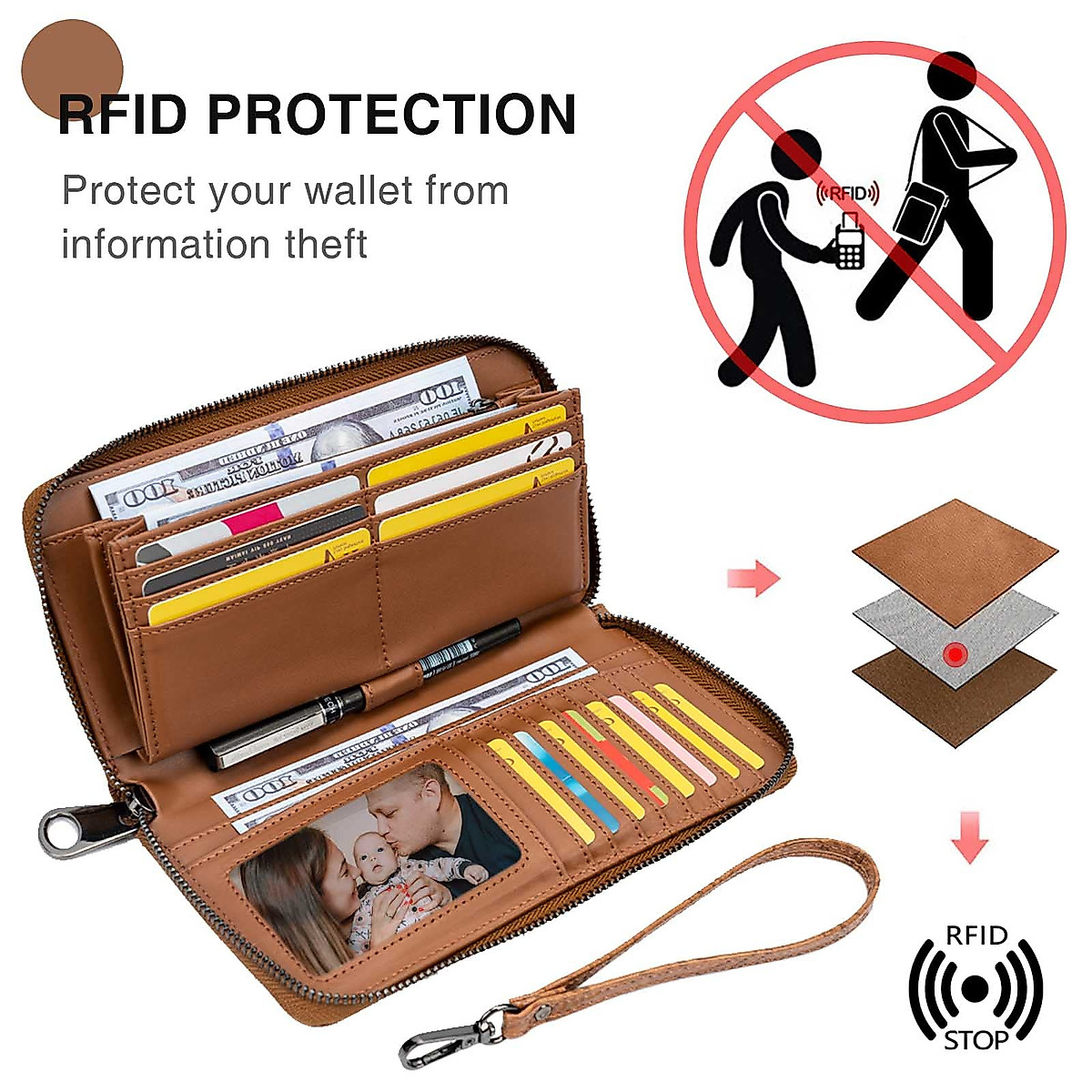 CELELA Western Purse for Women Large Wallets Capacity RFID Card Blocking Christmas Gift Idea Clutch Travel Purse Wristlet Phone Holder Passport with ID Window