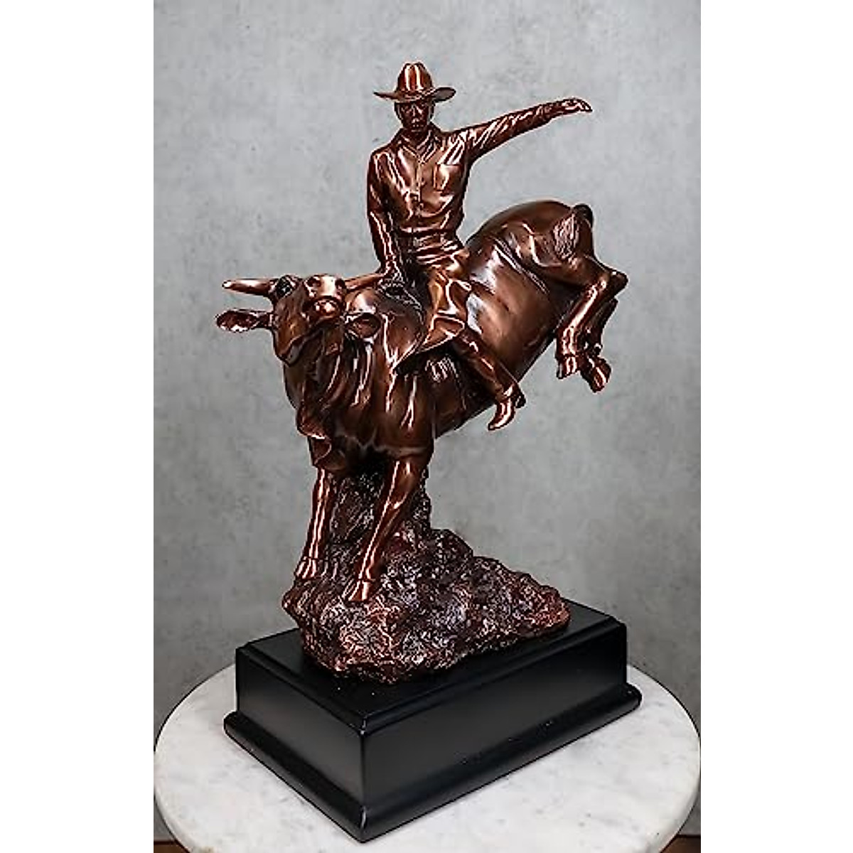 Ebros Large Rustic Western Rodeo Bull Rider Cowboy On Bucking Bull Statue in Electroplated Sepia Bronze Finish Old World Wild West Cattle Bull Riding Cowboys Accent Figurine