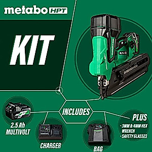 Metabo HPT 36V MultiVolt Cordless Framing Nailer | Uses 21 Degree Full Round Head Plastic Strip Nails | Includes Battery and Charger | NR3690DR