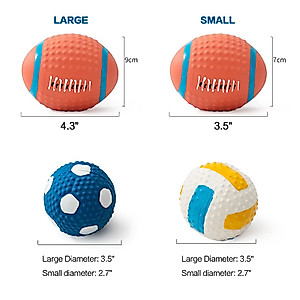 Dog Toy Balls,Natural Rubber Dog Chew Toys for Small Medium Breed,Squeaky Durable Dog Toys for Aggressive Chewers (Rugby Large)