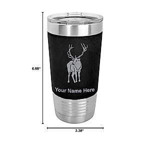 LaserGram 20oz Vacuum Insulated Tumbler Mug, Elk, Personalized Engraving Included (Faux Leather, Black)