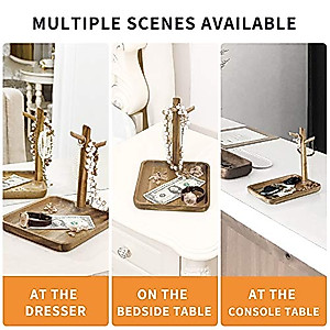 Key Bowl for Entryway Table Mens Valet Tray Perfume Tray for Dresser, Jewelry Dishes Women Small Wooden Ring Holder, Decorative Catch All Vanity Tray Organizer for Bedroom