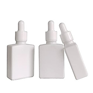 BEGIKET 12 Pack 1 oz Square Glass Dropper Bottle for Essential Oil, 30ml /1 oz White Coated Glass Bottle with Eye Droppers, for Perfume,Serums and Liquids (Matte White)