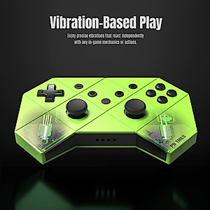 PB TAILS CHOC Unique Bluetooth Controller for Switch, PC, Steam, Android - Portable Switch Wireless Controller with Turbo-Mode, Motion Control, Vibration, Wake Up Function & Carry Case - Neon Green