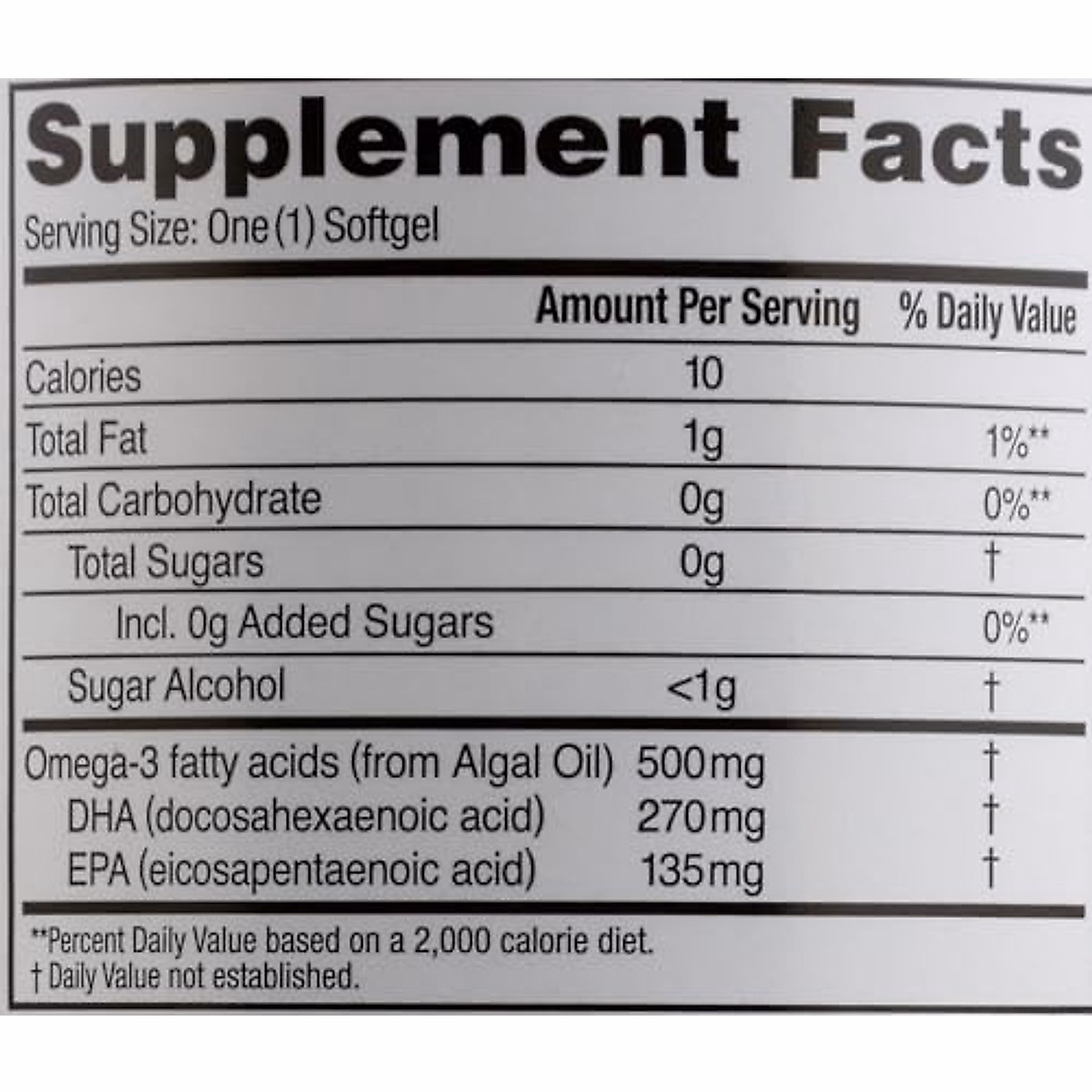 Ovega-3 Vegan Algae Omega-3 Daily Supplement, Supports Heart, Brain & Eye Health*, 500 mg Omega-3s, 135 mg EPA + 270 mg DHA, Fish Oil Alternative, No Fishy Aftertaste, Vegetarian Softgels 60 CT