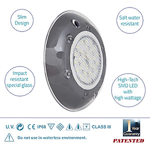 Al Aker Lighting LED Underwater Boat Lights, 25W 12V (Blue, Green, White LED Colour Options), Surface Mount for Boats, Yachts, Cruise Ships, Sailboat, Pontoon, Transom (Blue 1300 lumen)