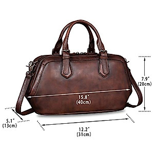 Genuine Leather Top Handle Bags for Women Handmade Handbags Purse Vintage Style Crossbody Satchel