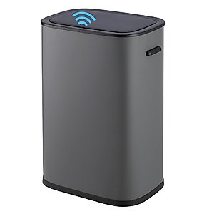 WELYFE 13 Gallon SensorCan, Kitchen Trash Can with Lid, Sensor-Activated Lid Garbage Bin for Home, Office, Slim Space-Saving, Battery not Included, Grey